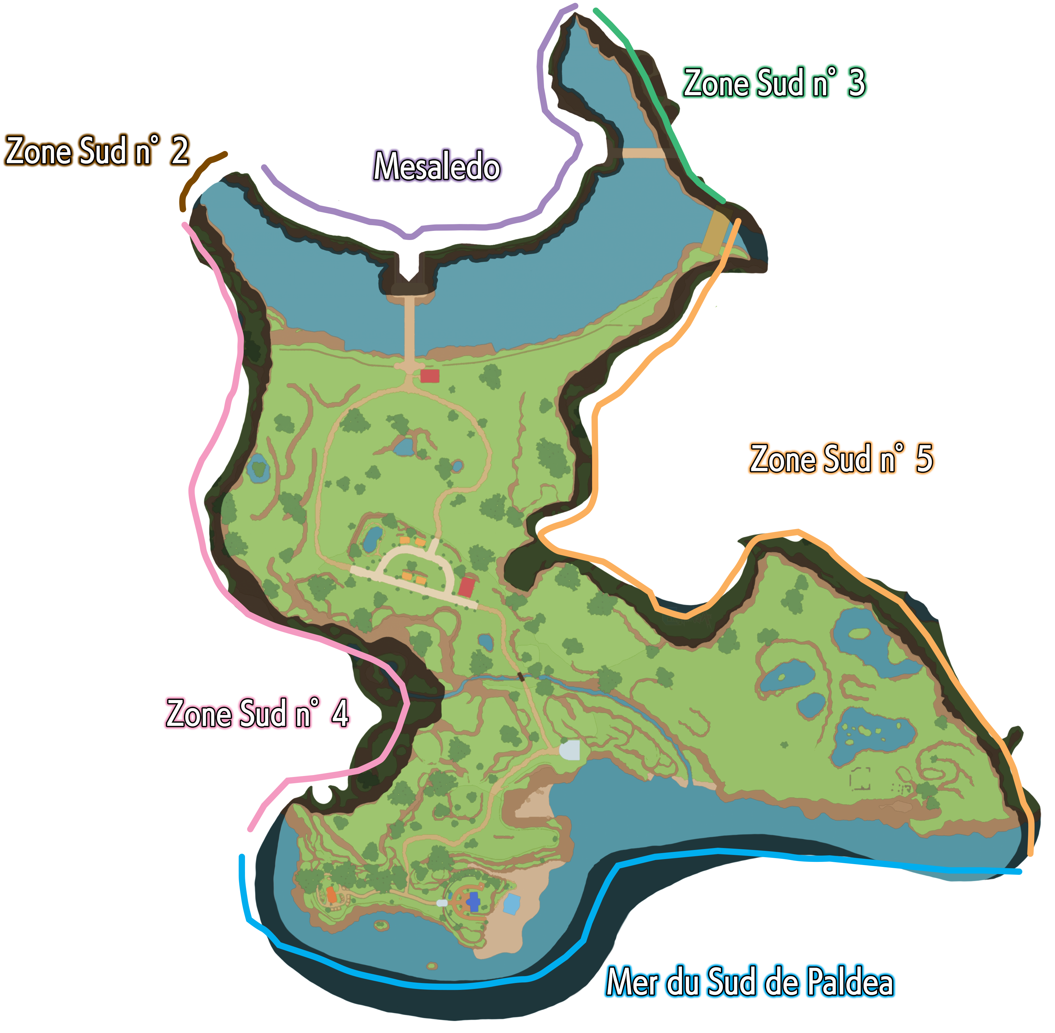 Guide des Lieux de Pokémon Écarlate et Violet - Paldea - Zone Sud n° 1 ...
